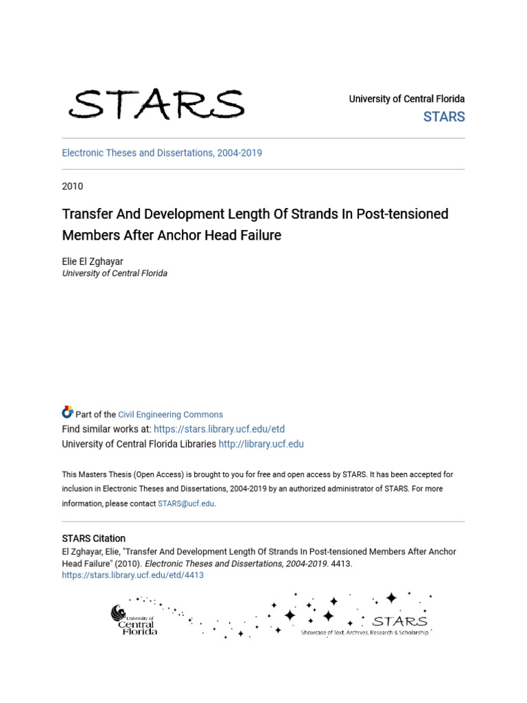 Transfer and Development Length of Strands in Post-Tensioned Memb | PDF ...