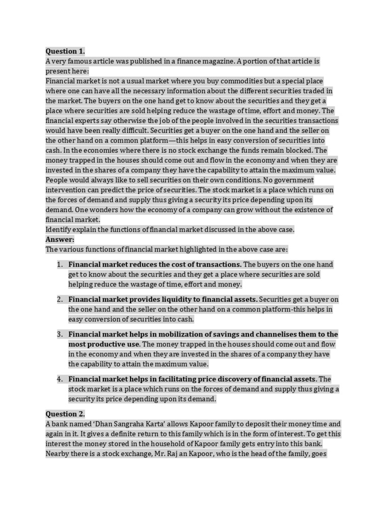 Financial Marketing Case Studies | PDF | Stocks | Securities (Finance)