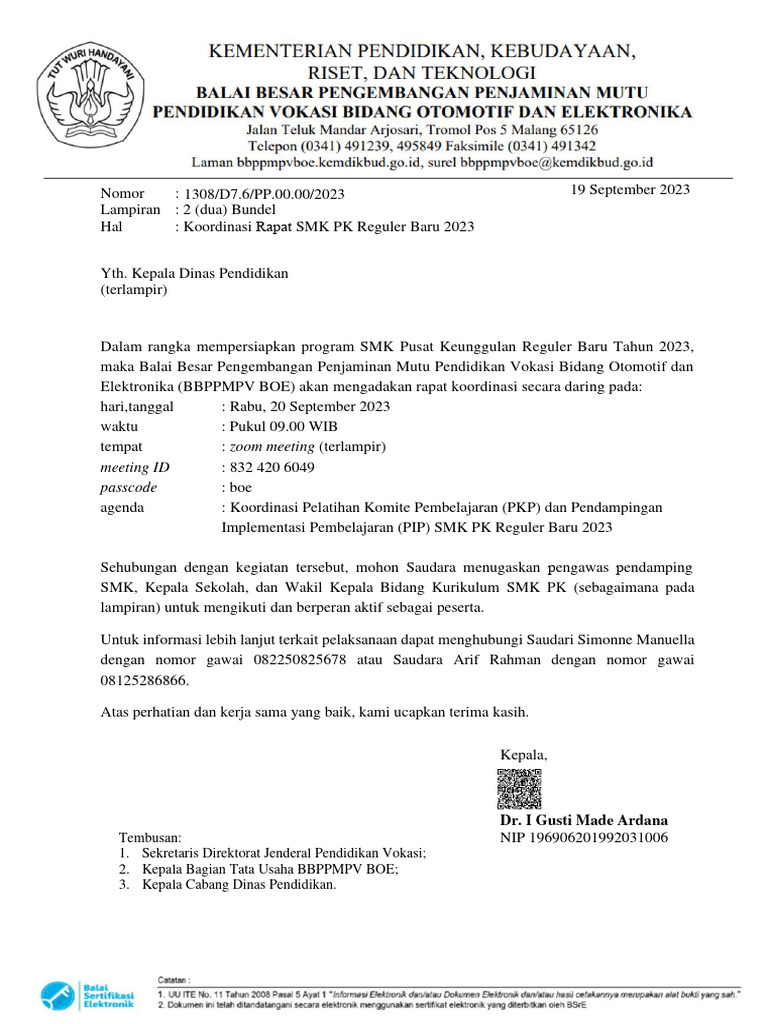 Dokumen 326458 1695097393 Koordinasi-PKP PIP Reguler Baru | PDF