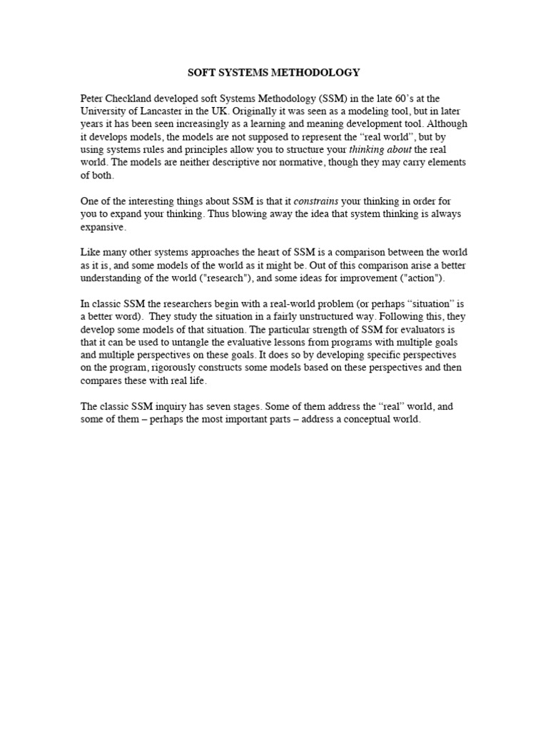 Soft Systems Methodology | PDF
