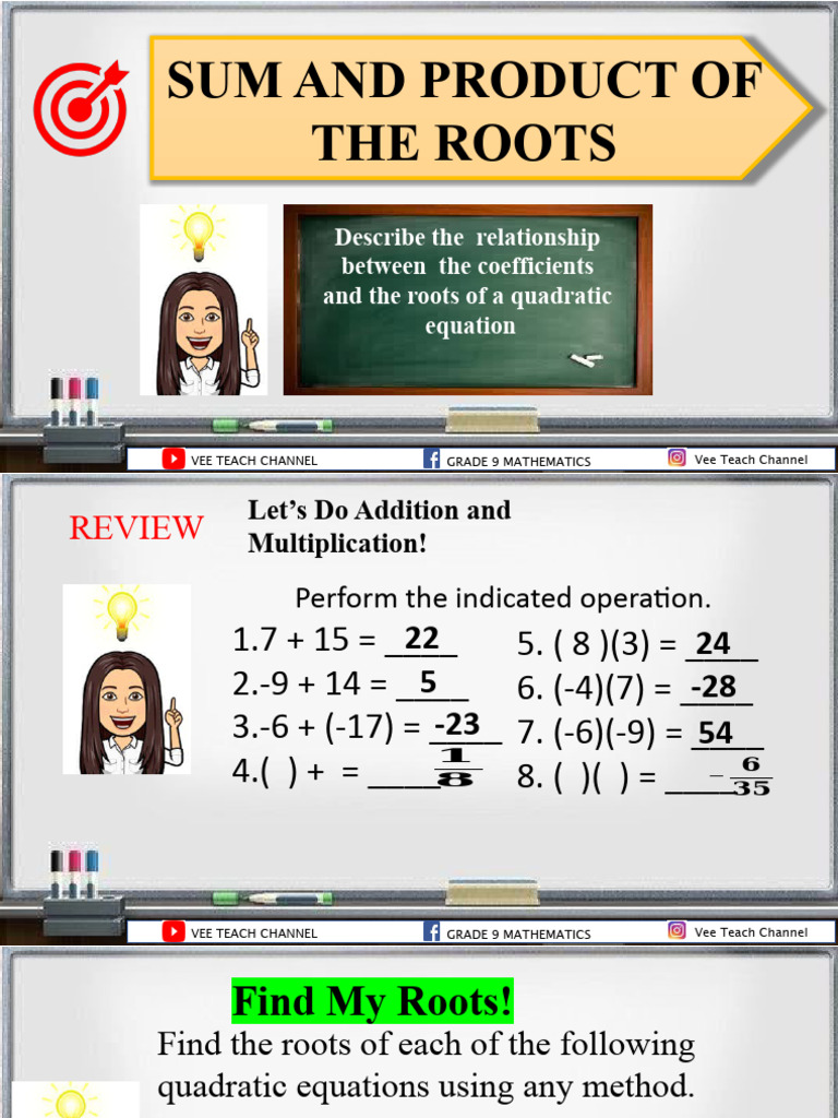 Sum and Product of The Roots | PDF | Equations | Quadratic Equation