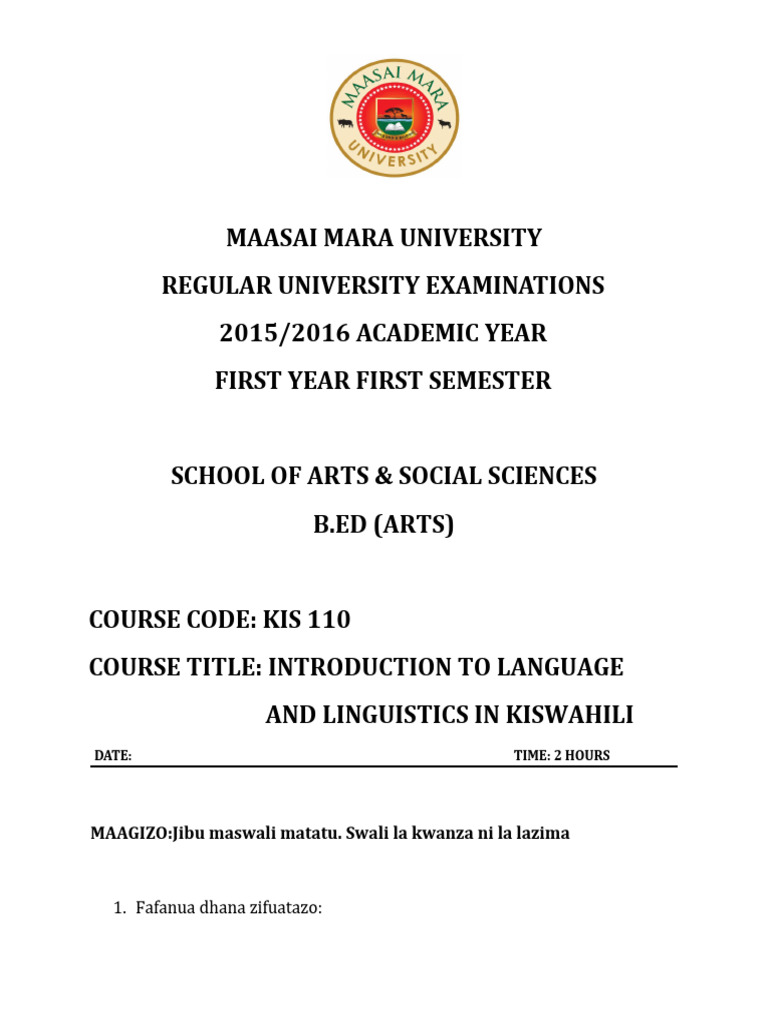 Kis 110 Introduction To Language and Linguistis | PDF