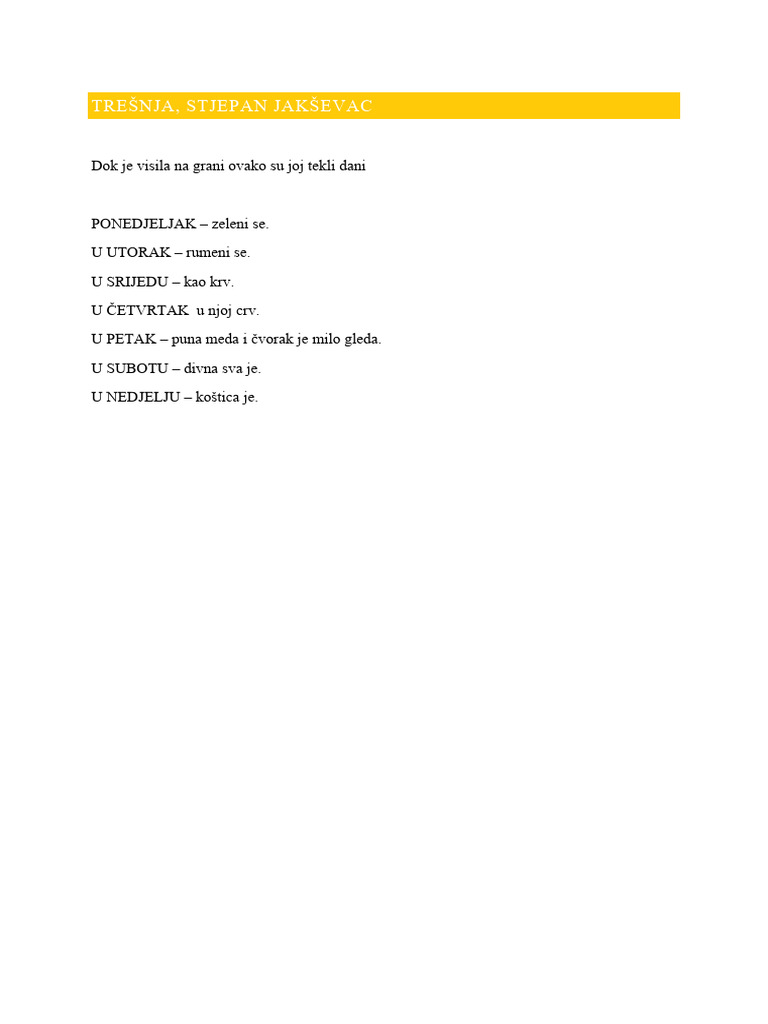 Tresnja, Pjesmica | PDF