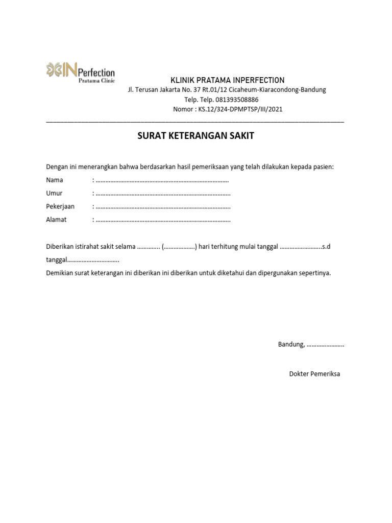 Form Surat Sakit | PDF