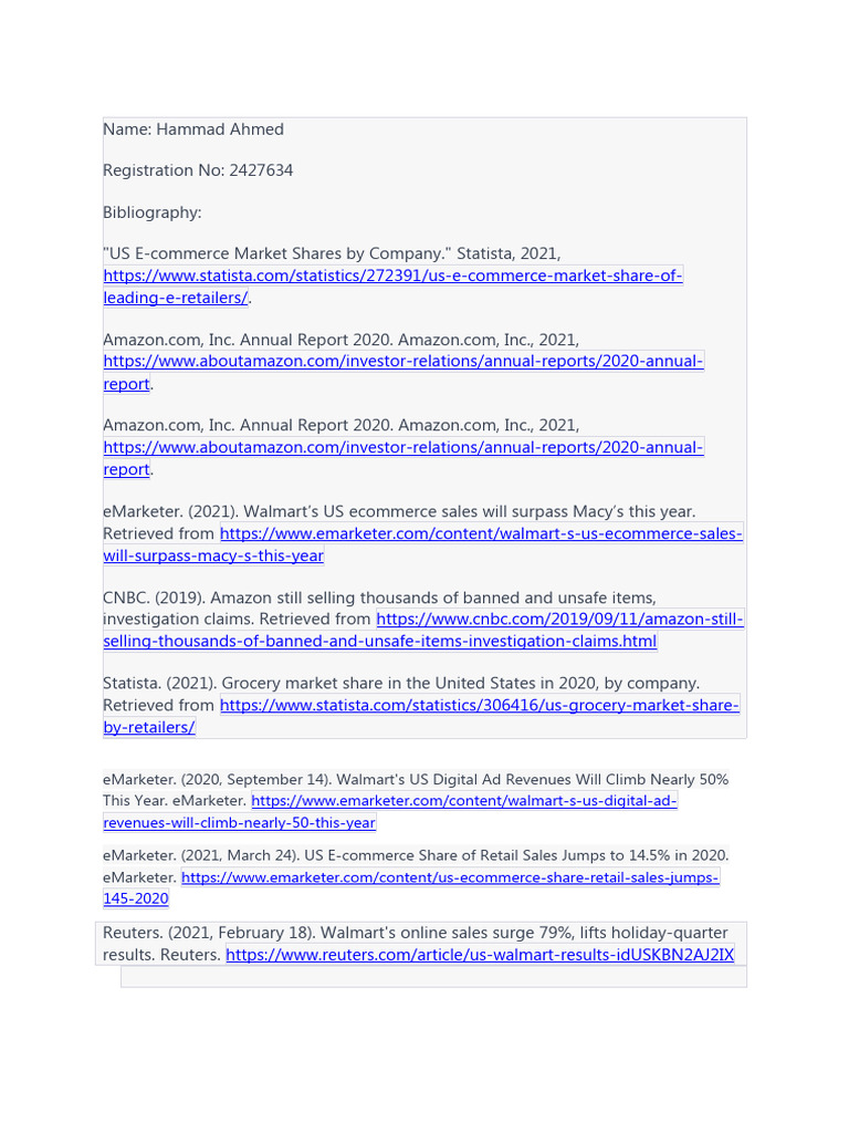Reference List | PDF | Walmart | E Commerce