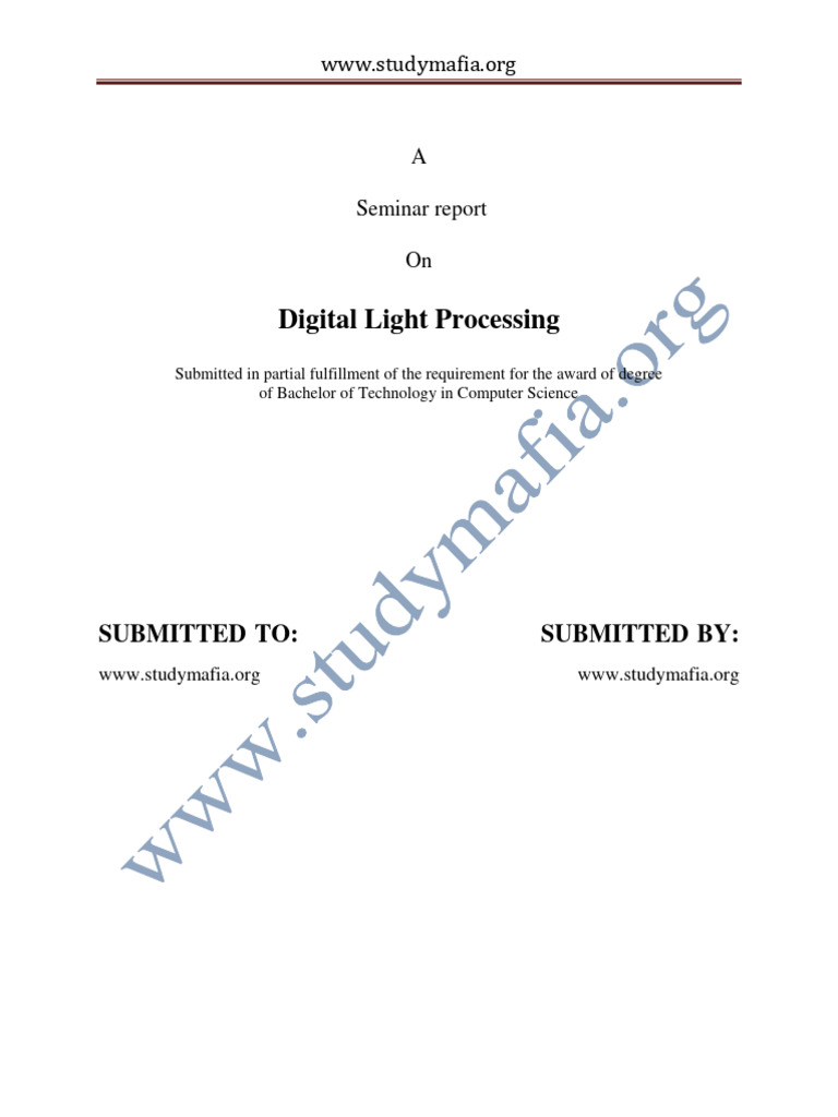 CSE Digital Light Processing REPORT | PDF | Art | Technology & Engineering