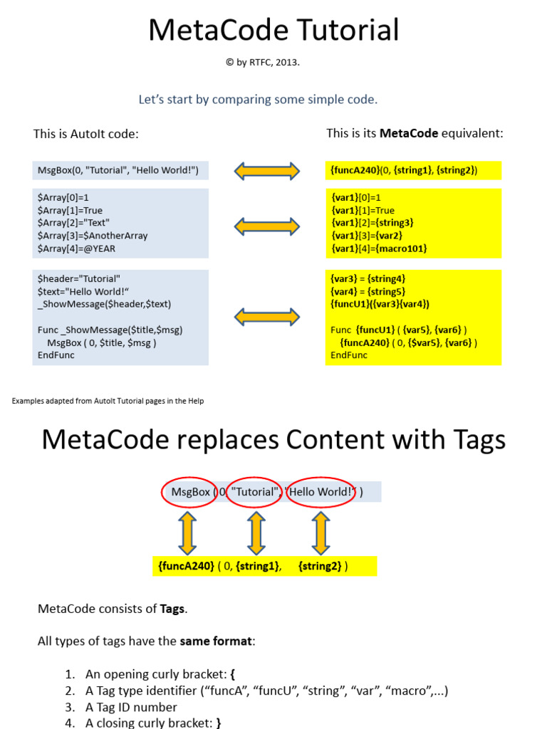 MetaCode Tutorial | PDF | Encryption | Pointer (Computer Programming)