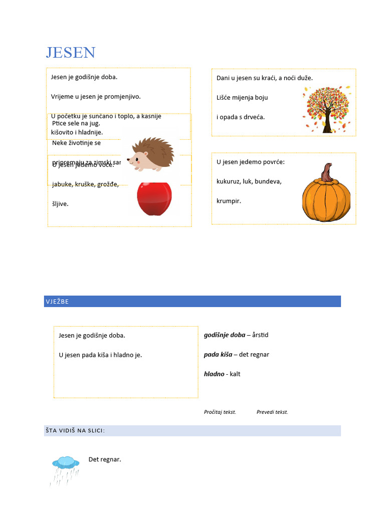 Jesen, 1. Razred | PDF