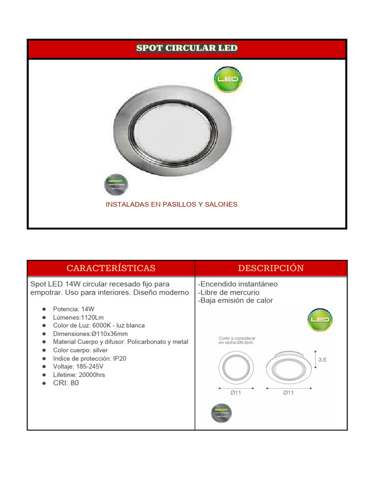 Fichas Técnicas de Luminarias | Descargar gratis PDF | Diodo emisor de luz | Ingenieria Eléctrica