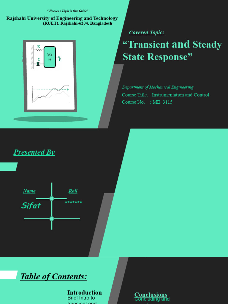 Transient and Steady State Response Slide | PDF | Damping | Steady State