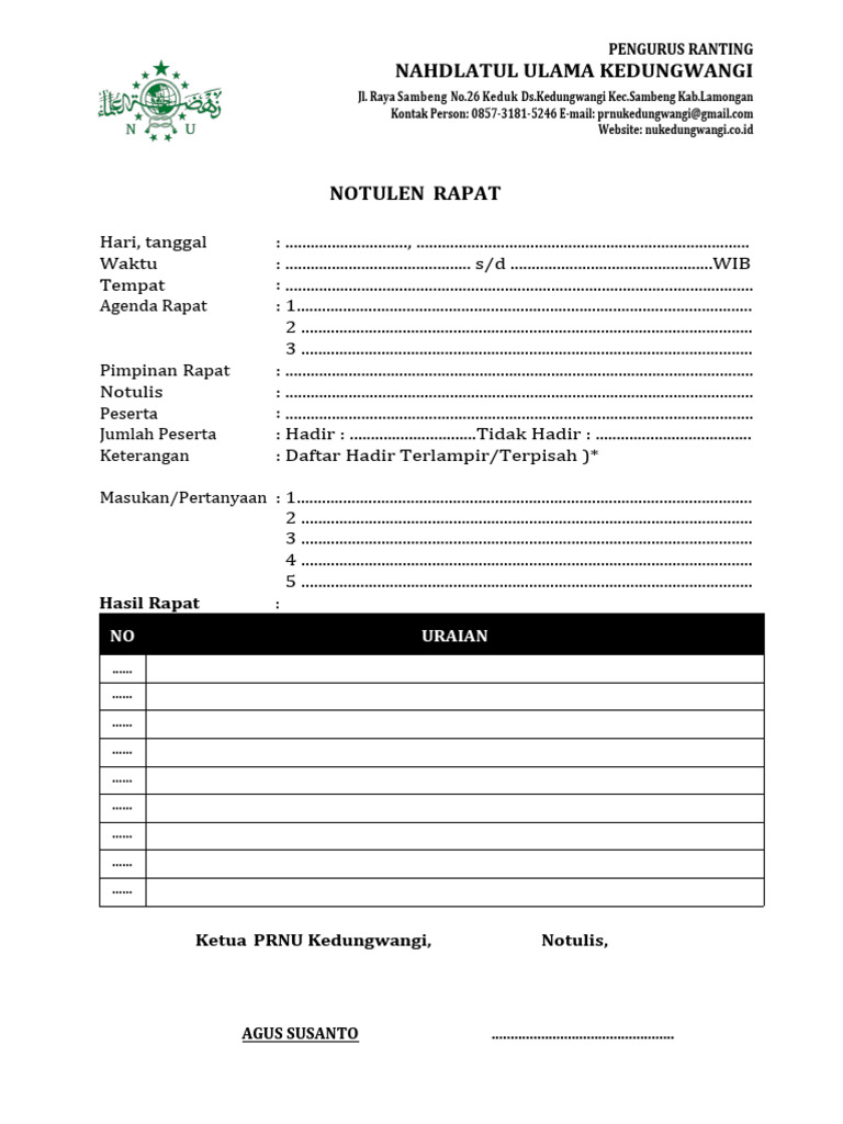 Notulen PENGURUS RANTING | PDF