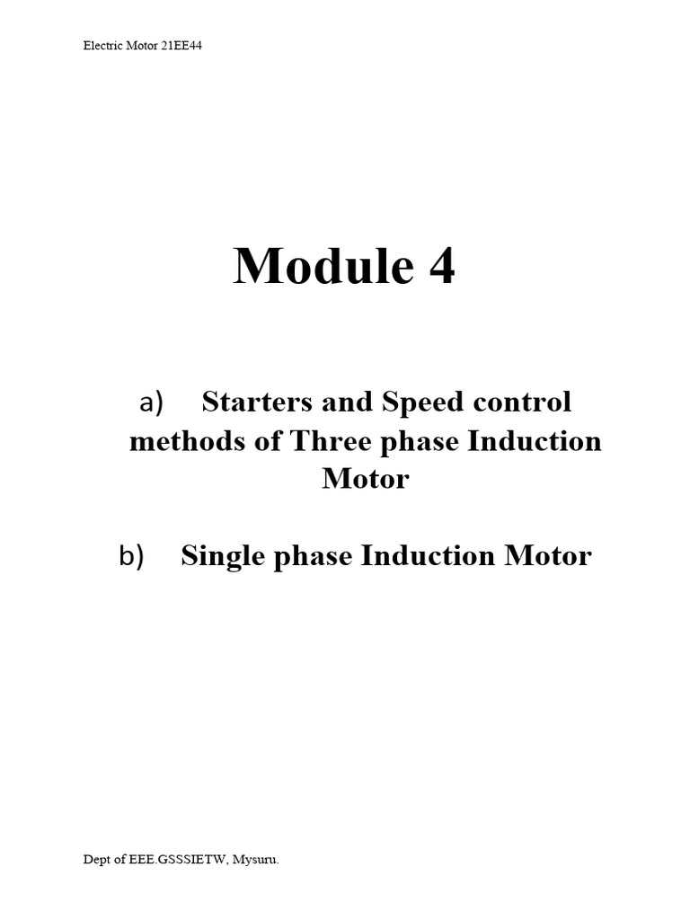 21EE44 Module 4 | Download Free PDF | Electric Motor | Materials Science