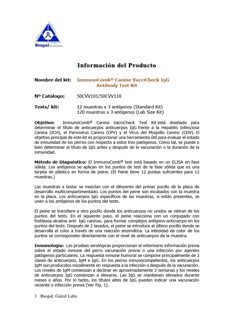 ImmunoComb - VaccicheckCanino - Eurovet | PDF | Inmunoglobulina G ...