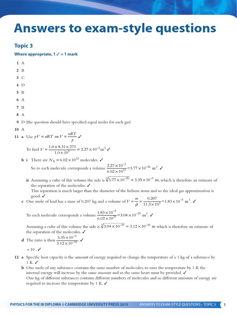 Topic 3 ESQ | PDF | Heat | Gases