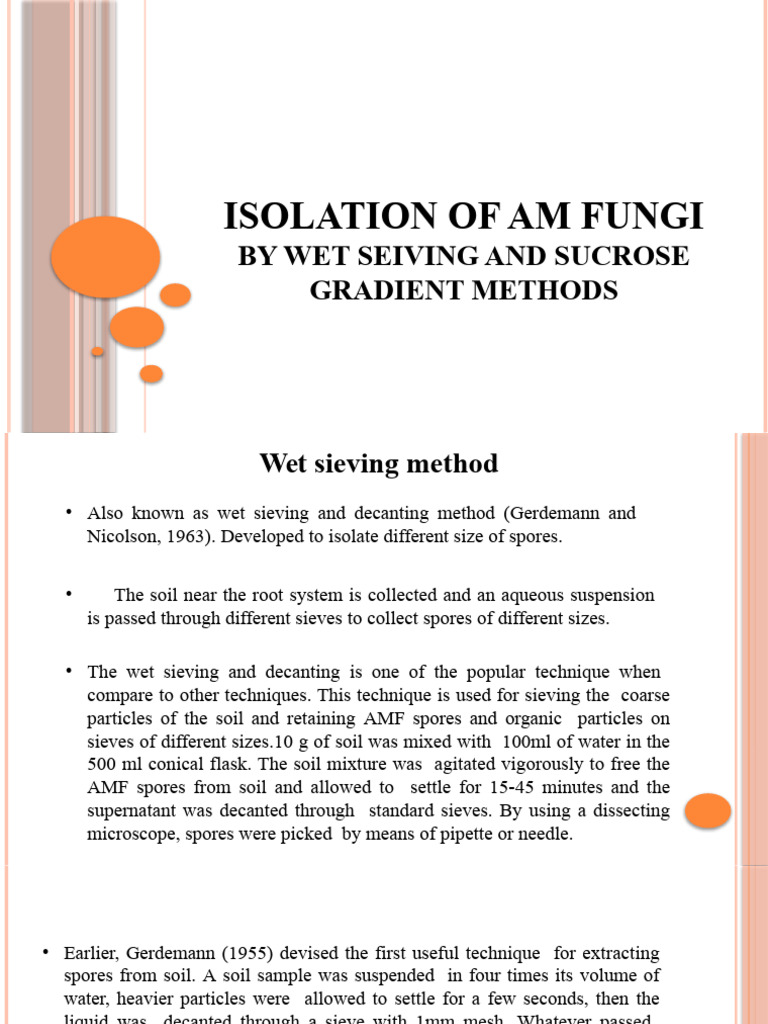 Isolation of AM Fungi by Wet Seiving and Sucrose Gradient Method | PDF ...