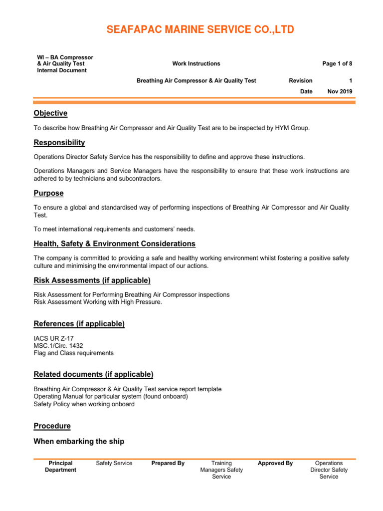 Breathing Air Compressor Inspection Guide | PDF | Pressure Measurement ...