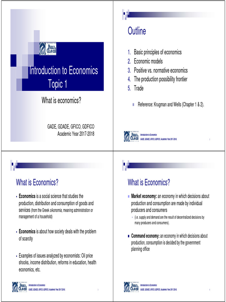 Introduction To Economics: Topic 1 | PDF | Economics | Externality