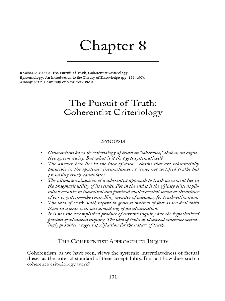 Rescher Coherence | Download Free PDF | Truth | A Priori And A Posteriori