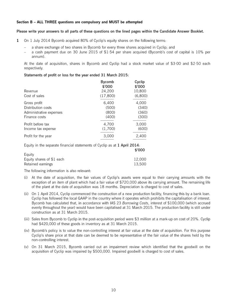 Section B - ALL THREE Questions Are Compulsory and MUST Be Attempted | PDF | Fair Value | Equity ...