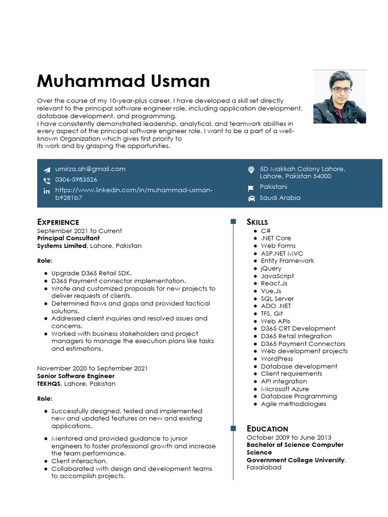 Muhammad Usman CV | PDF | Enterprise Resource Planning | Software