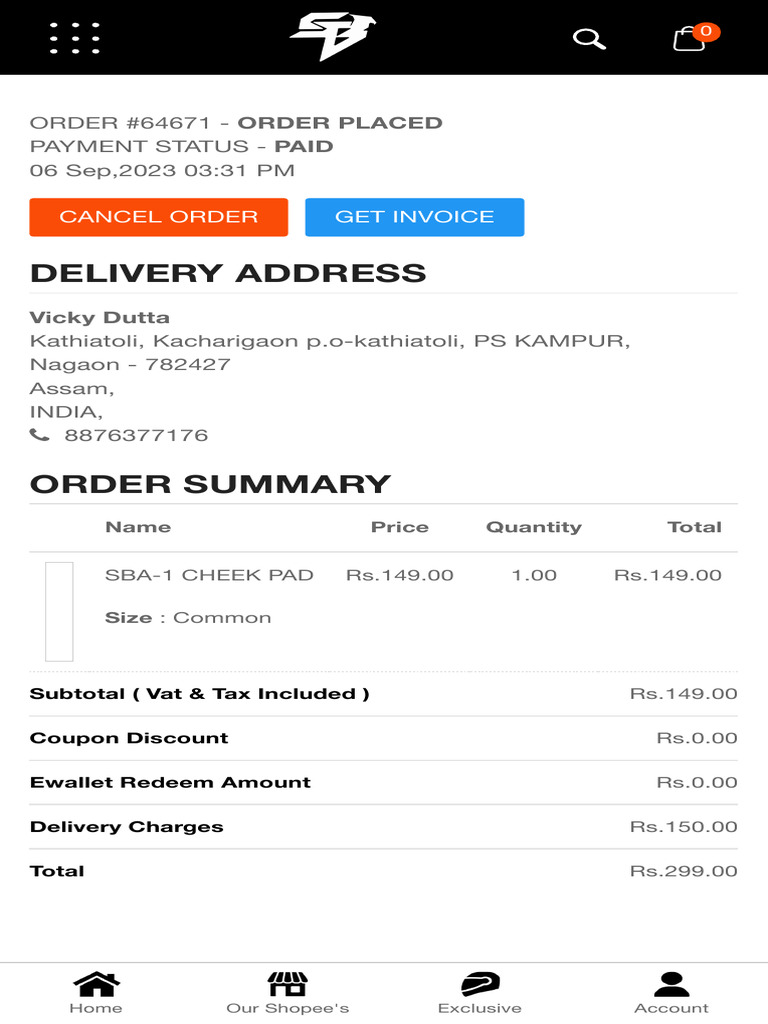 Steelbird Helmets - View Orders | PDF