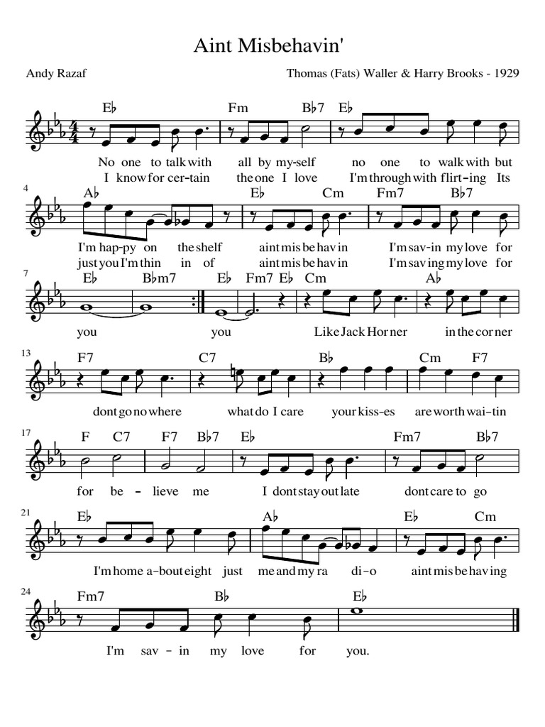 Aint - Misbehavin - Eb Dur | Download Free PDF | American Musicians