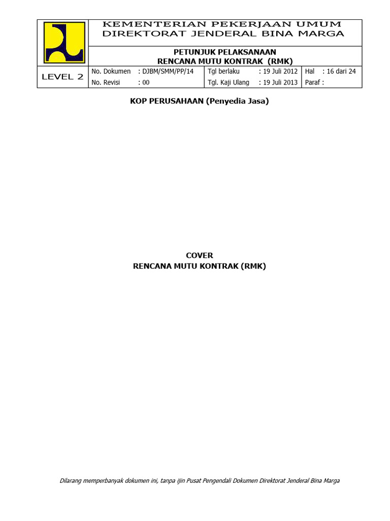 SOP Rencana Mutu Kontrak (RMK) | PDF