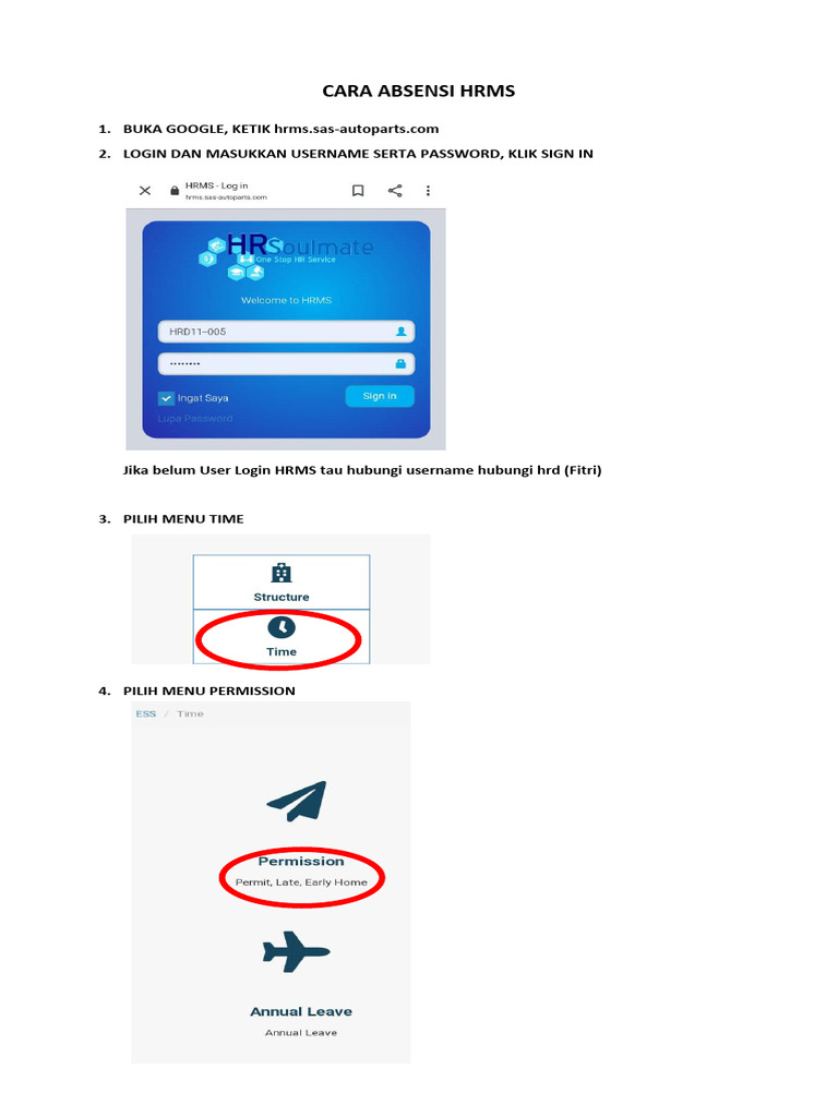 Cara Absensi HRMS | PDF