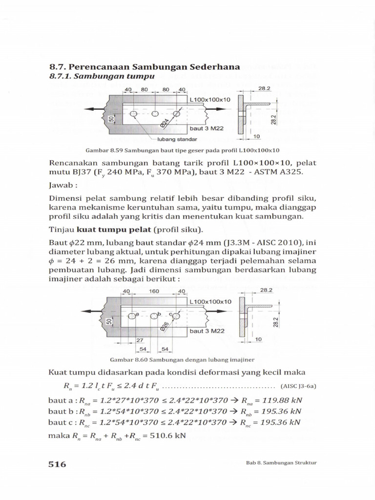 6a. Contoh Hitungan Sambungan Baut | PDF | Sains & Matematika