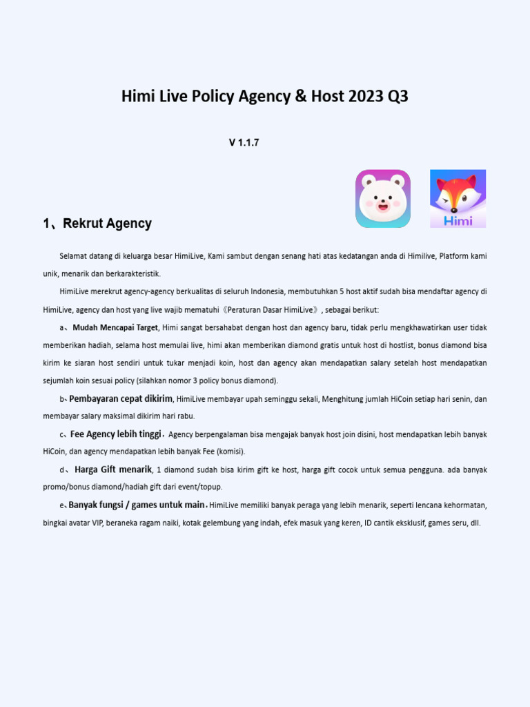 Himi Fuya Live Policy 2023 Q4 v1.1.7 | PDF