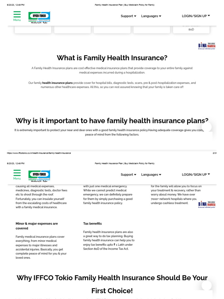 Family Health Insurance Plan Iffco | PDF | Insurance | Family Medicine