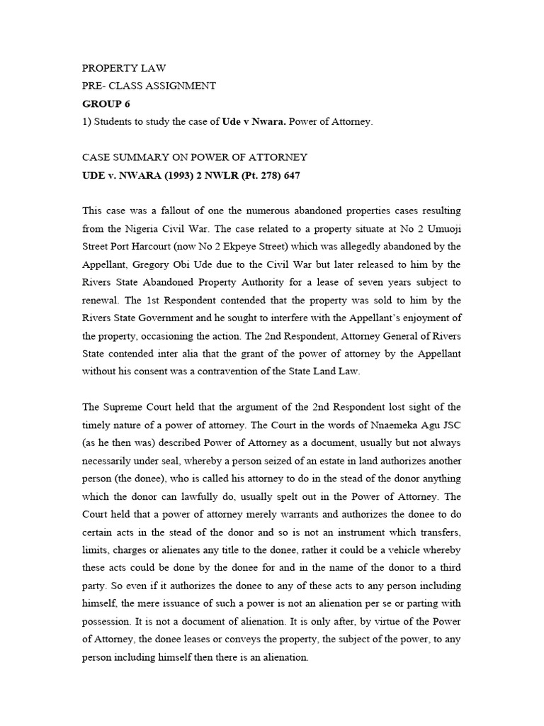Property Law Assignment On Power of Attorney | PDF | Power Of Attorney ...