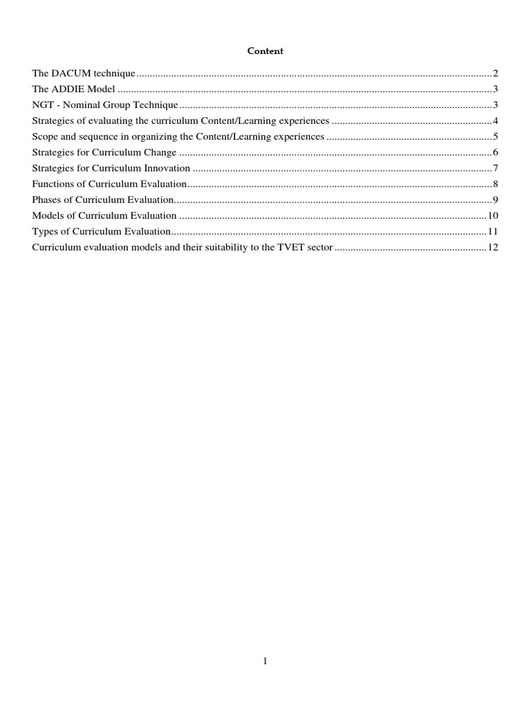 Content | PDF | Evaluation | Instructional Design