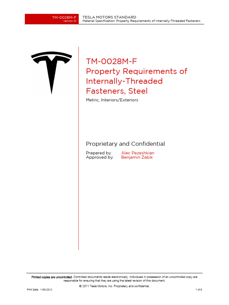 TM-0028M-F (Property Requirements of Internally-Threaded Fasteners, Steel) | Download Free PDF ...