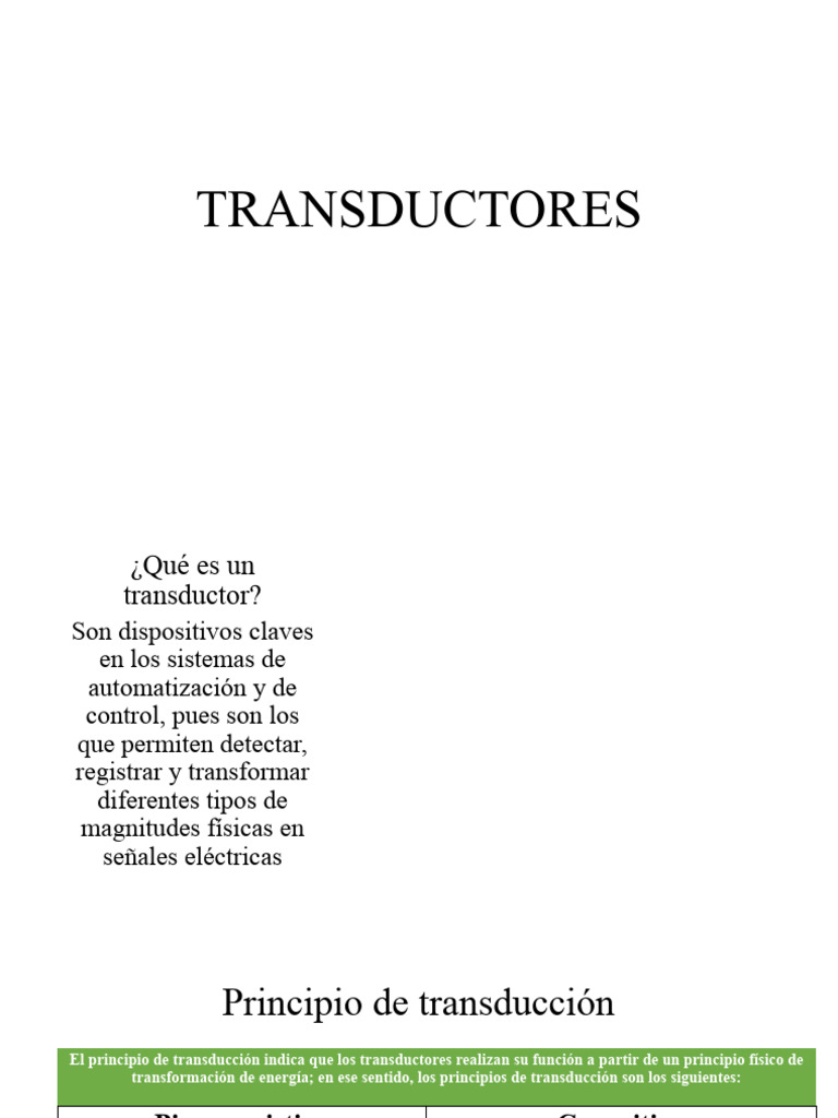 Tipos y Principios de Transductores | PDF | Ciencia y matemáticas