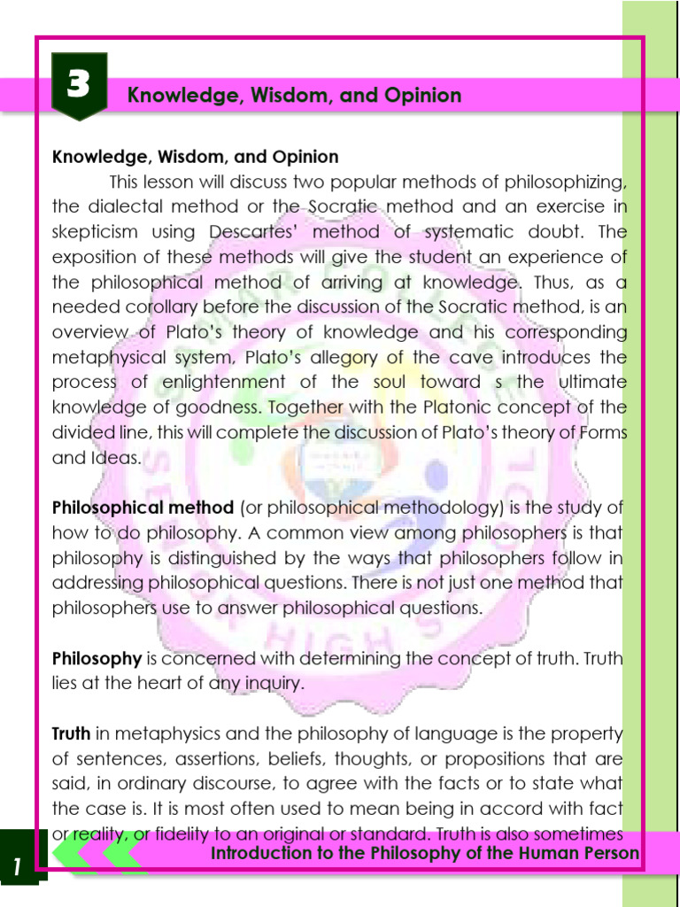 Intro To Philo Quarter 1 Week3 | PDF | Knowledge | Truth