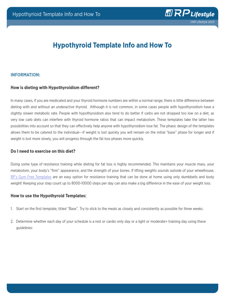 RP Hypo Template 157 | PDF | Dieting | Hypothyroidism