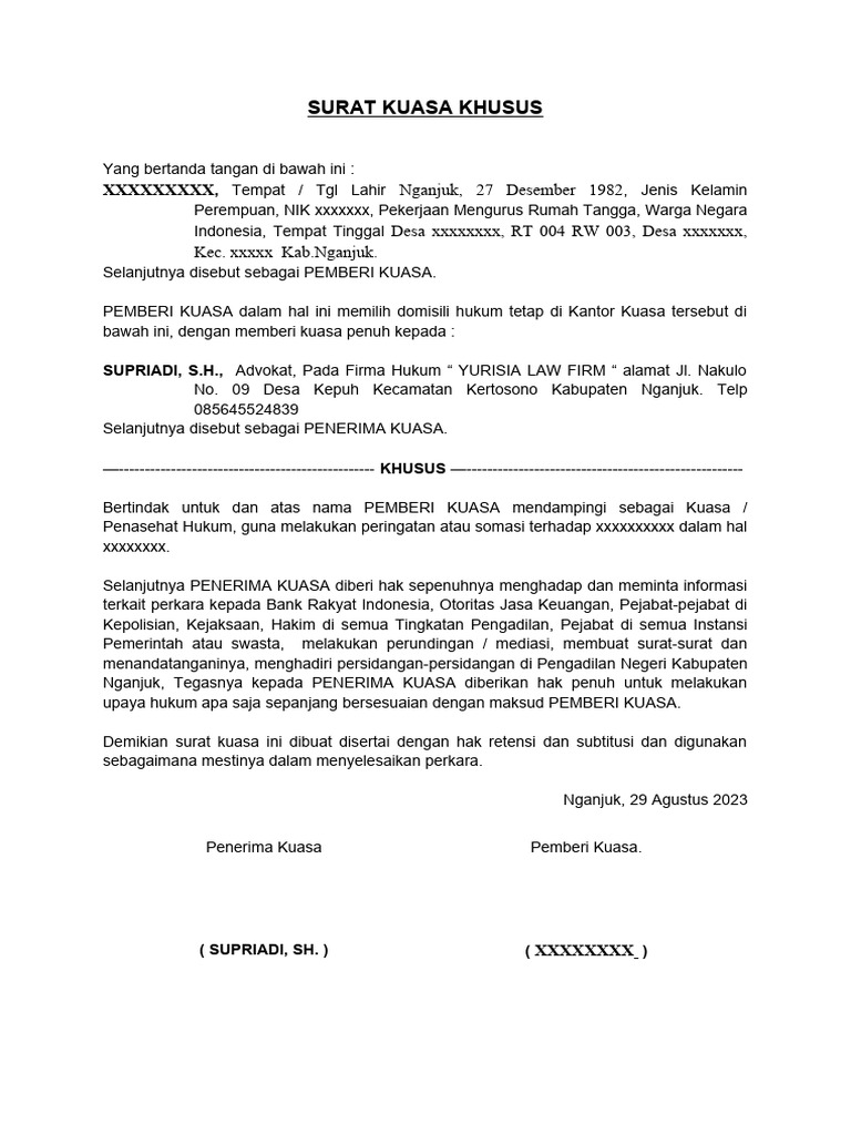 Surat Kuasa Somasi | PDF