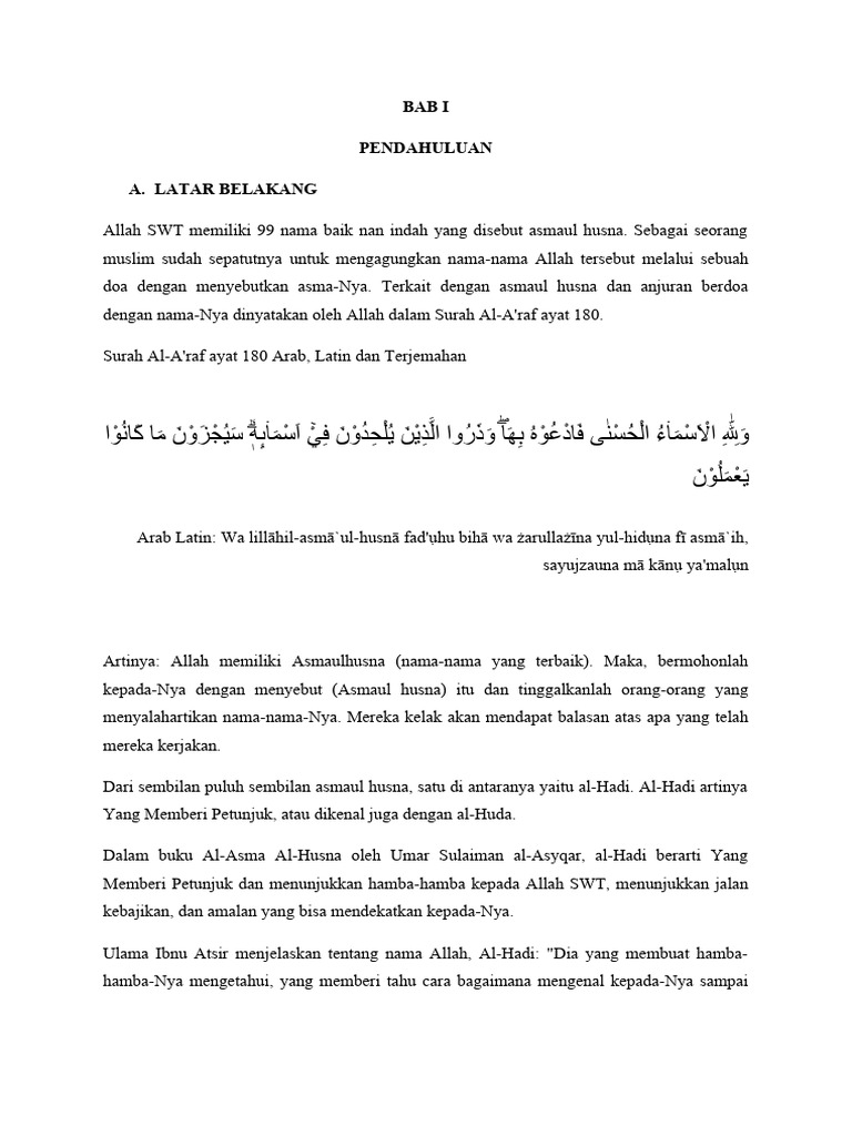 Makalah Asmaul Husna Al-Hadi | PDF | Agama & Spiritualitas
