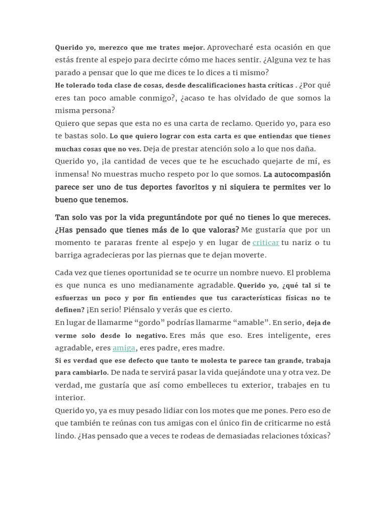 Carta Querido Yo | PDF