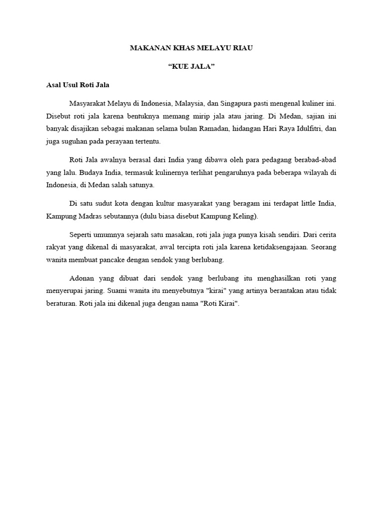 Asal Usul Roti Jala | PDF