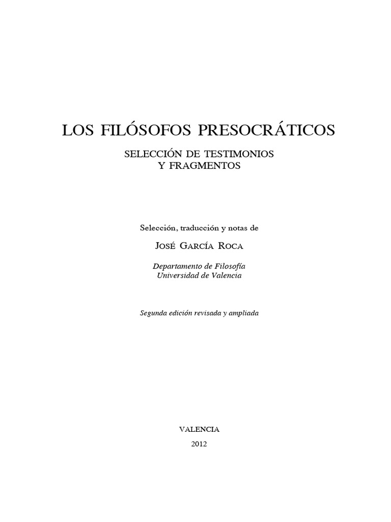 Los Filósofos Presocráticos | PDF | Pitágoras