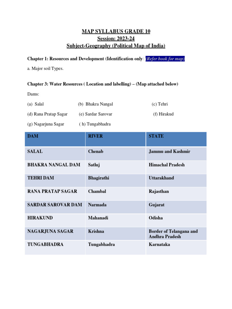Map Syllabus Grade 10 (2023 - 24) - Half Yearly | PDF
