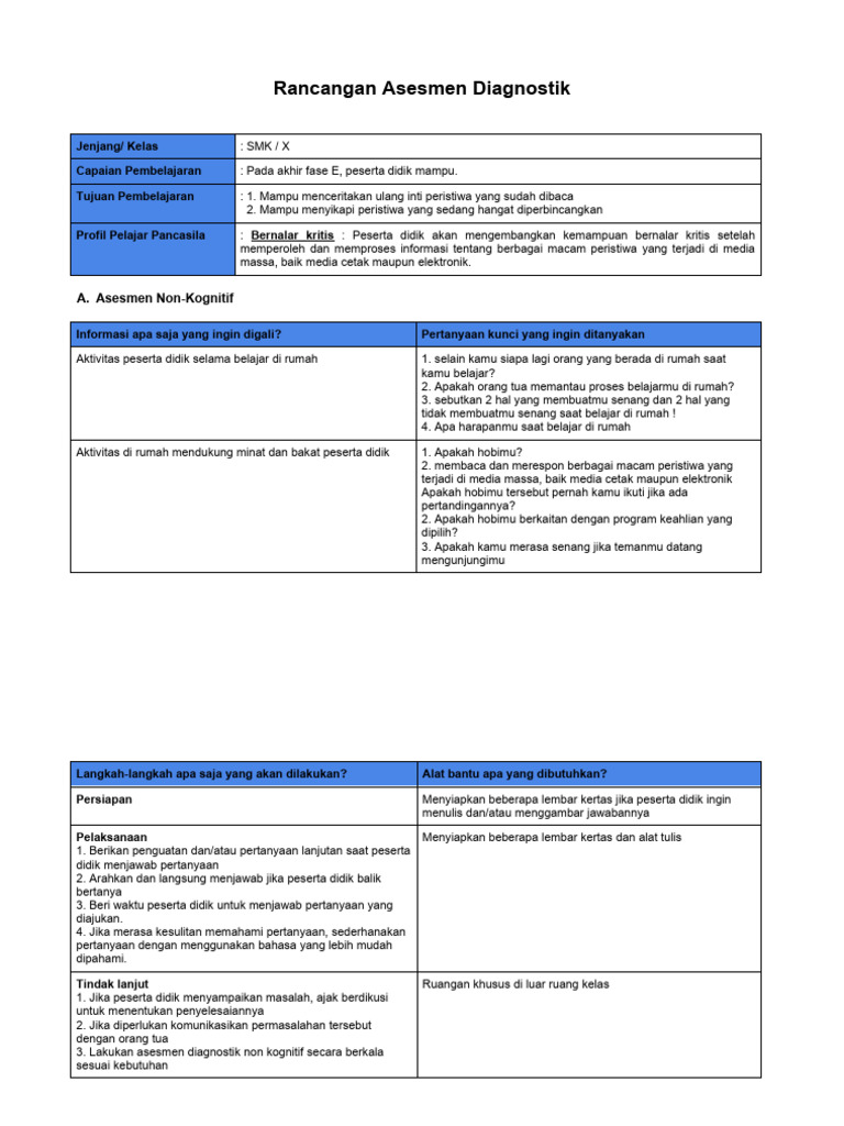 EX 5. 6. 1 CTH SR Rancangan Asesmen Diagnostik | PDF