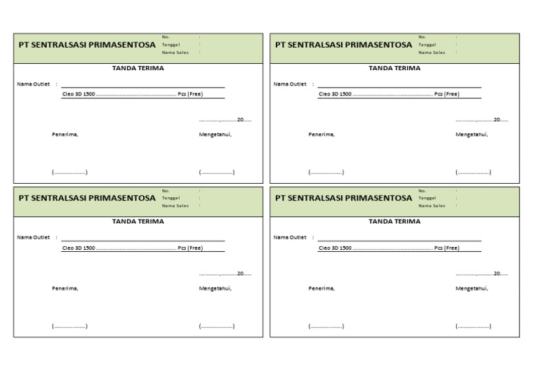 Tanda Terima Free Produk 1500 ML | PDF