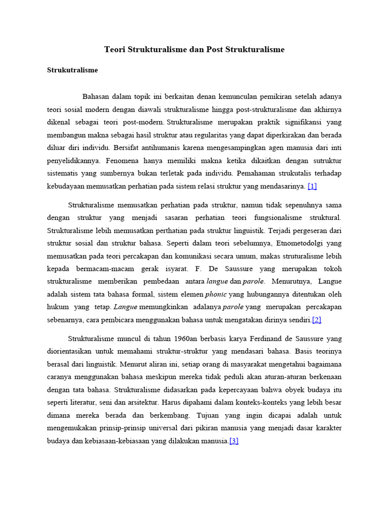 Teori Strukturalisme Dan Post Strukturalisme | PDF