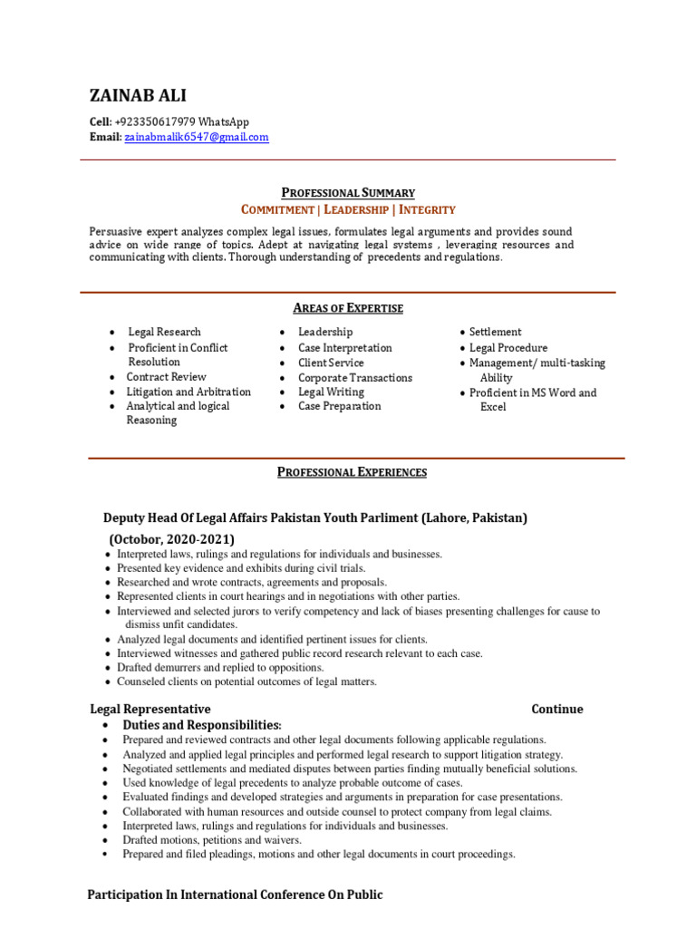 Zainab CV PDF | PDF | Lawsuit | Justice