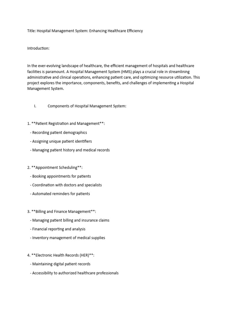 Hospital Management System-Enhancing Healthcare Efficiency | PDF ...