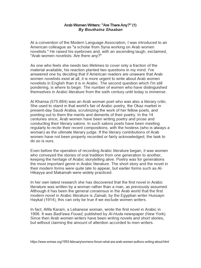 Arab Women Writers 1 | PDF | Arabic Literature | Arabs