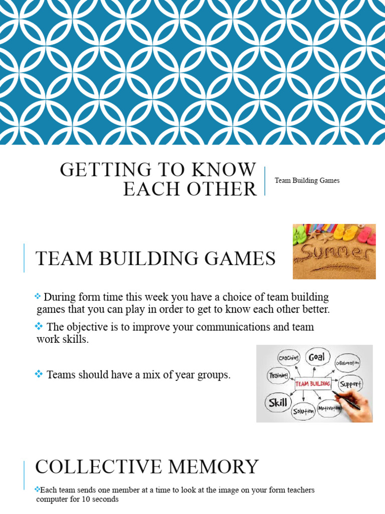 Getting To Know Each Other - Team Buiding Games | PDF | Moon